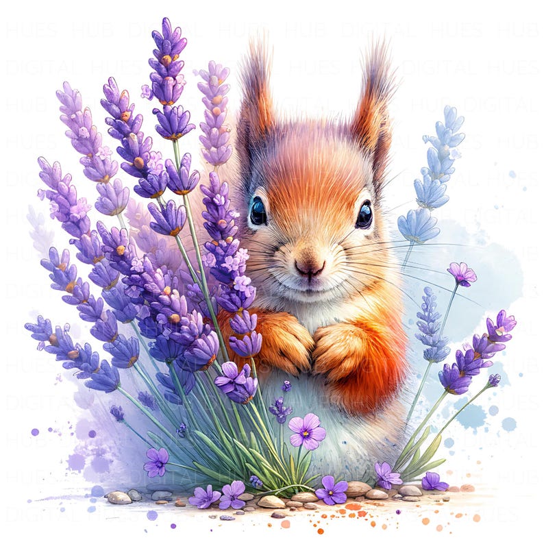 10 Floral Squirrel Clipart Watercolor Cute Nursery Squirrel Autumn ...