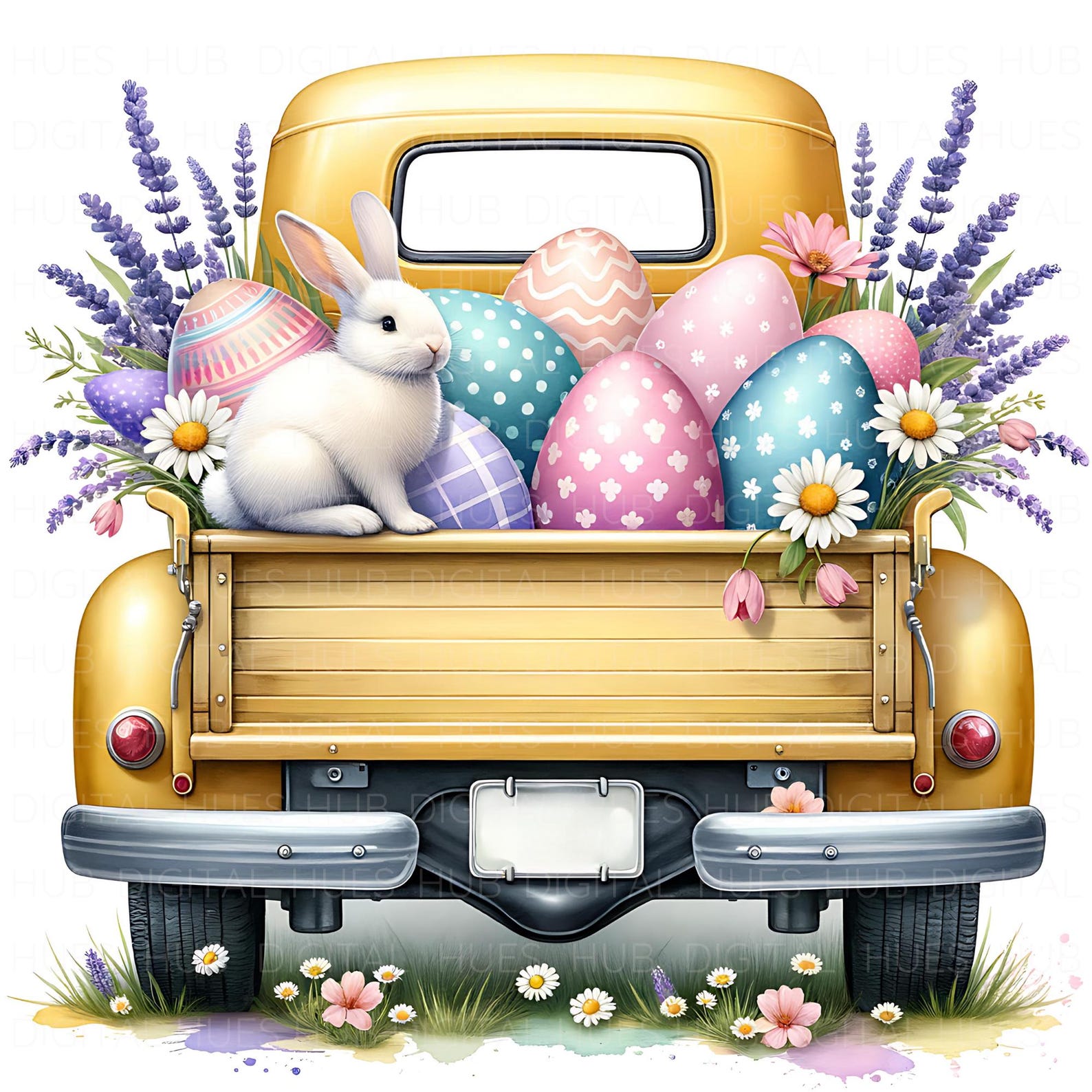 10 Easter Truck Clipart Watercolor Easter Spring Animal Printable High ...