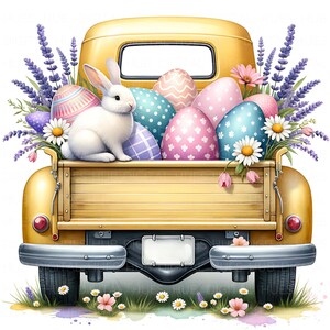 10 Easter Truck Clipart Watercolor Easter Spring Animal Printable High ...