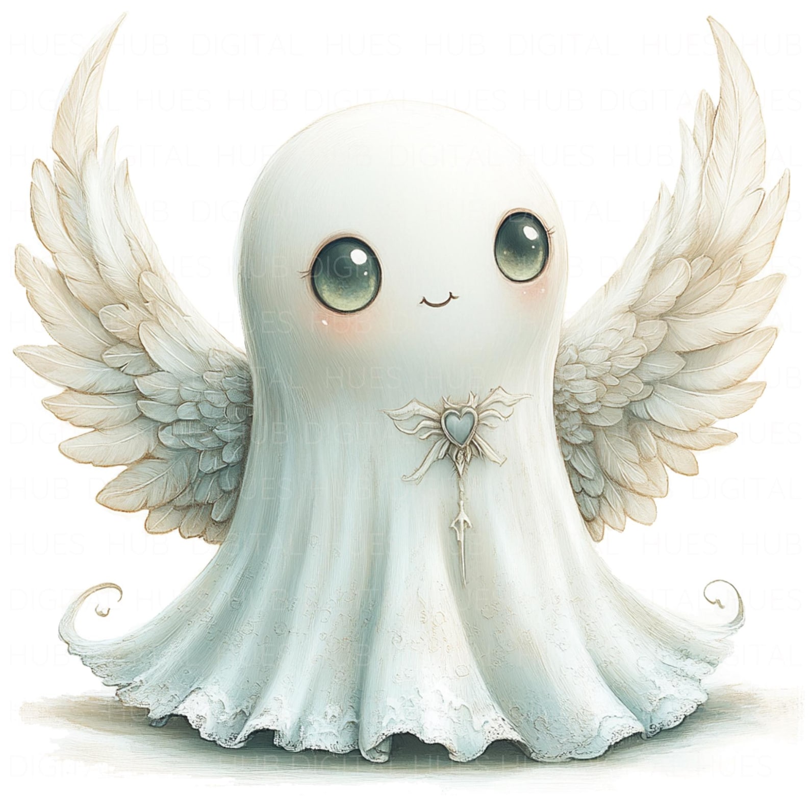 13 Cute Ghost Angel Clipart Watercolor Kawaii Ghost Nursery Wall Art ...