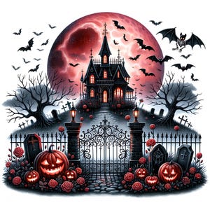 10 Haunted House Clipart Watercolor Halloween Gothic Castle Spooky ...