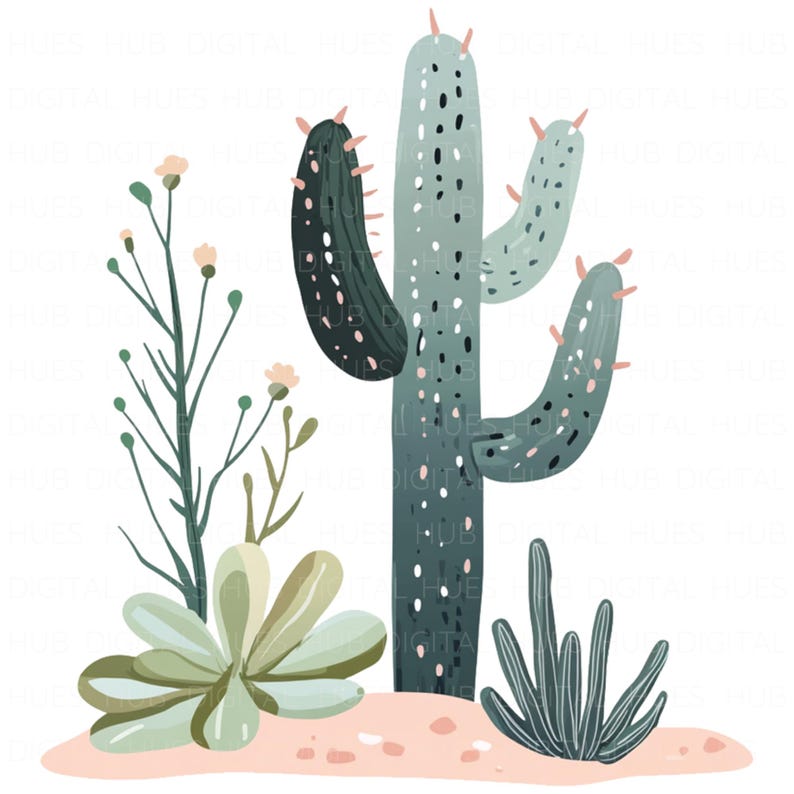 12 Abstract Nursery Cactus Clipart Cactus in Desert Plant Succulent ...