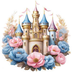 11 Floral Princess Castle Clipart Watercolor Pastel Fairytale Magical ...