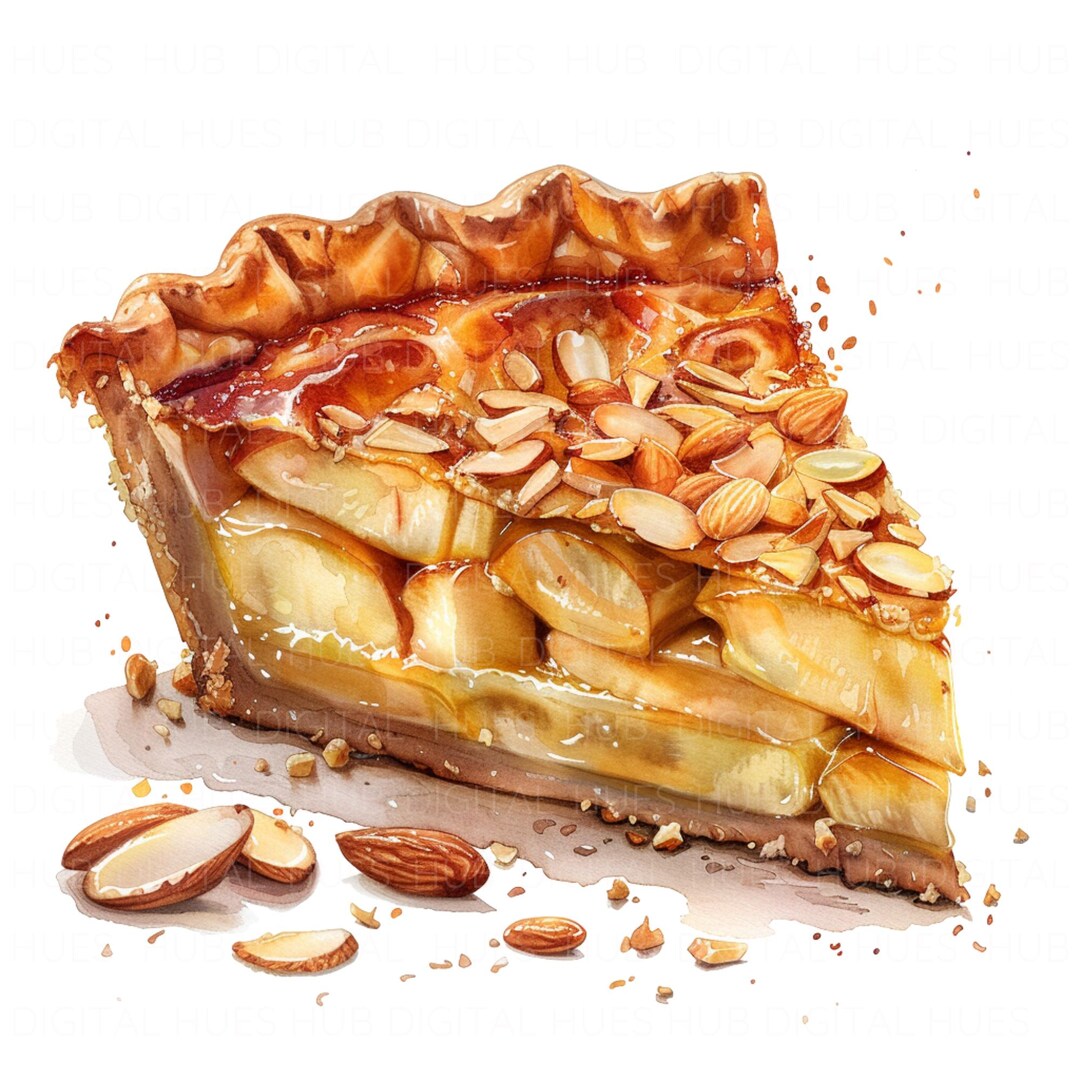 12 Apple Pie Slice Clipart Watercolor Farmhouse Baking Food Menu ...