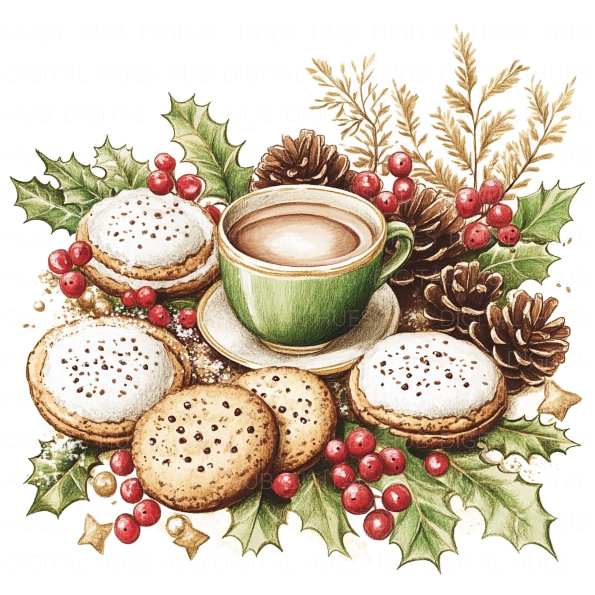 10 Christmas Cookies Clipart Watercolor Festive Holiday Graphics ...