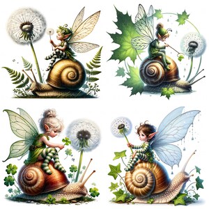 15 Pixie and Snail Clipart Watercolor Quirky Fairy Pixie Printable High ...