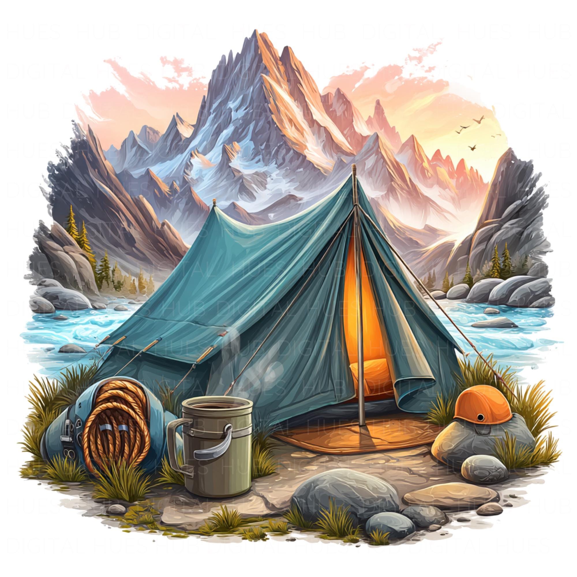 10 Camping Tent Clipart Watercolor Outdoor Nature Adventure Traveling ...