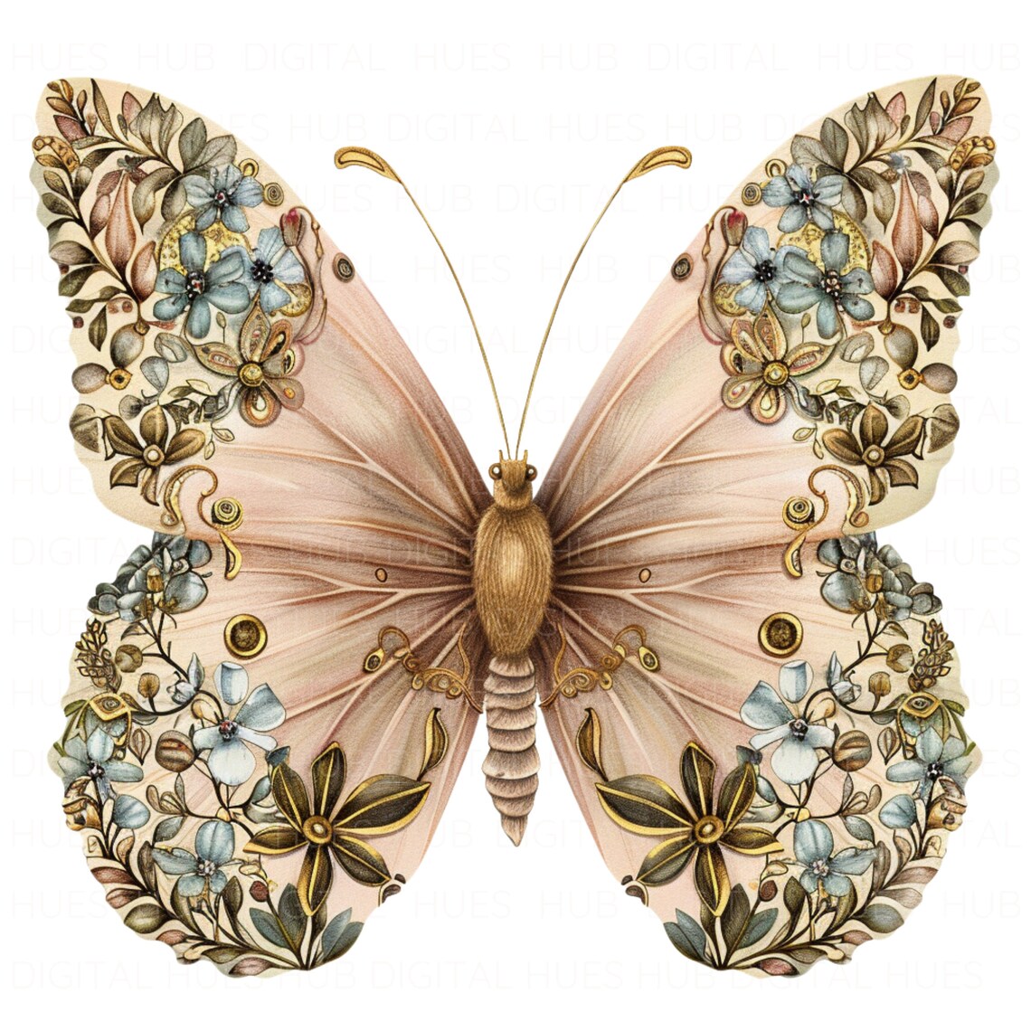 10 Floral Butterfly Clipart Bundle Watercolor Boho Butterfly Clipart ...
