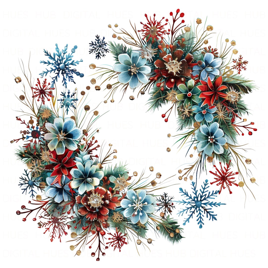 10 Christmas Wreath Set1 Clipart Bundle Watercolor Winter Wreath ...