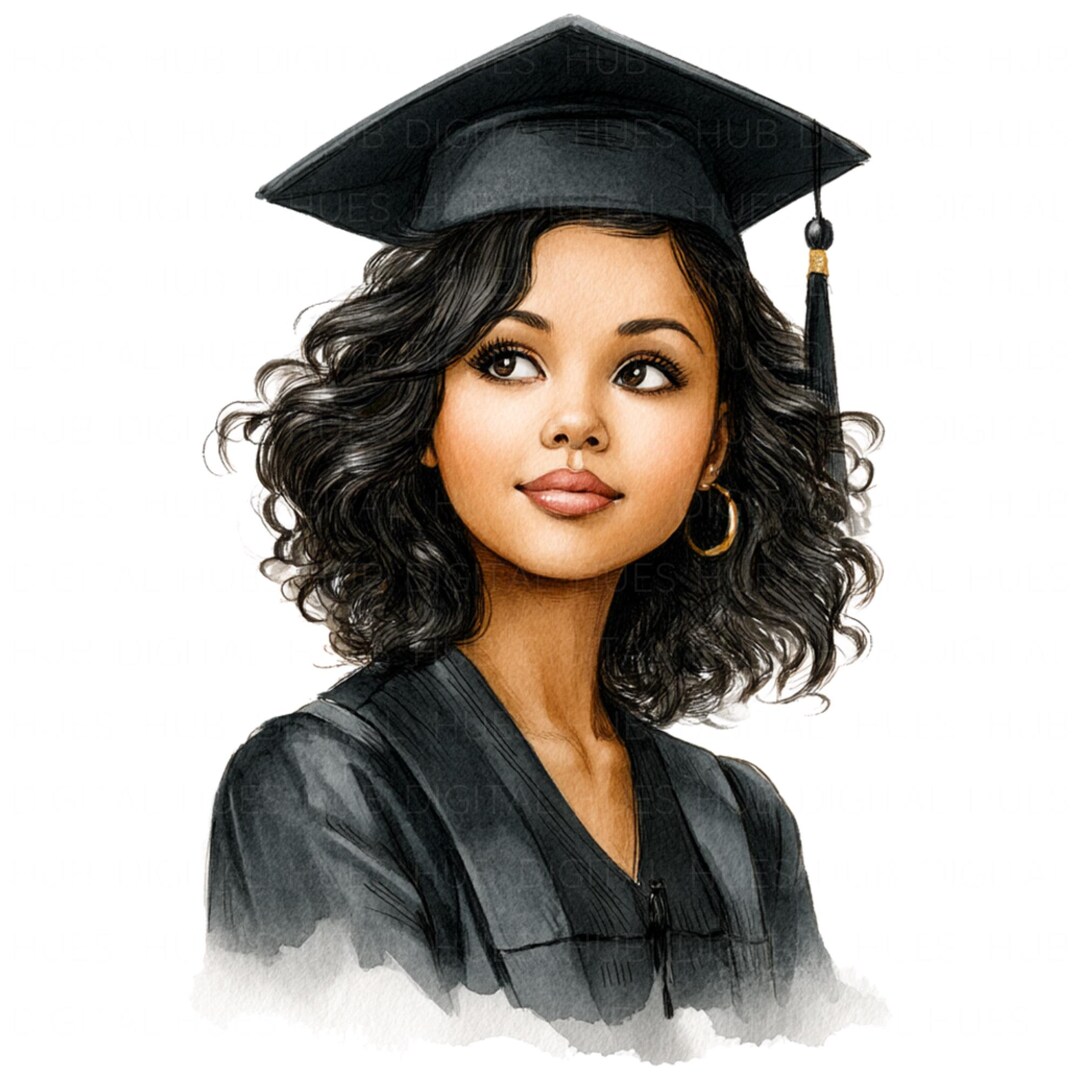 10 Graduation Girl Clipart Watercolor Graduation Day Student Grad ...