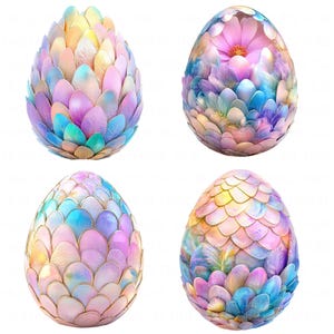 14 Whimsical Pastel Easter Egg Clipart Watercolor Magic Dragon Egg ...