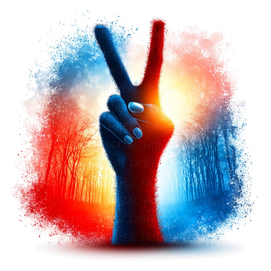 11 Victory Hand Clipart Watercolor Red White Blue Hand Peace Sign ...