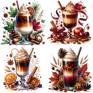 12 Autumn Iced Coffee Clipart Watercolor Fall Drink Cold Coffee Pumpkin ...