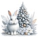 11 White Christmas Bunny Clipart: Watercolor Winter Rabbit JPG, Cute ...