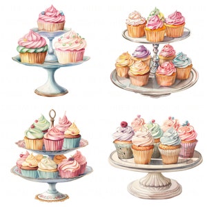 12 Cupcake in Stand Clipart Bundle Set 1 Cupcake Clipart Printable High ...