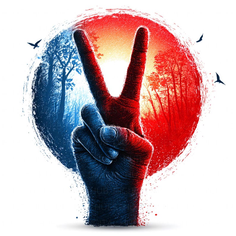 11 Victory Hand Clipart Watercolor Red White Blue Hand Peace Sign ...