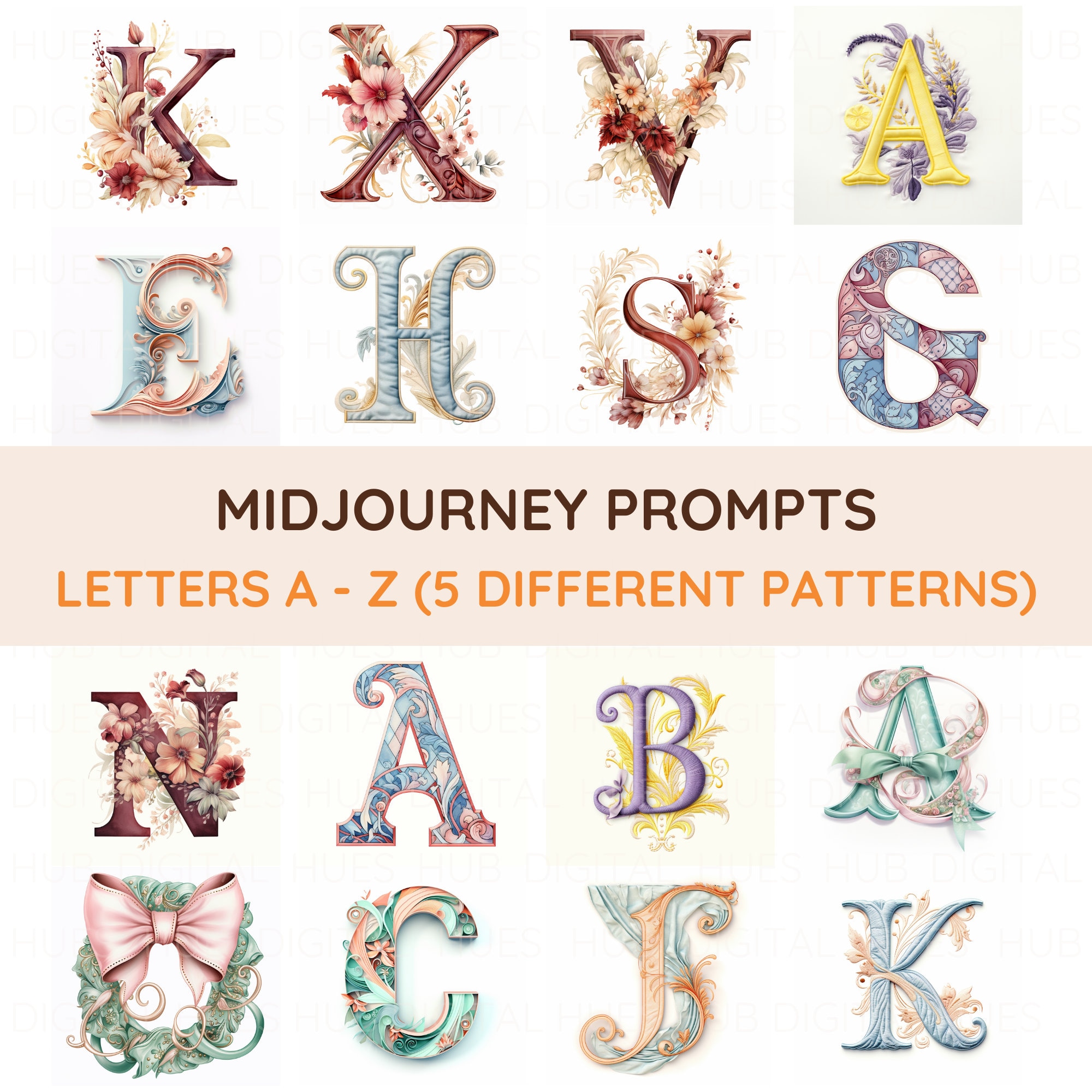 Midjourney Prompt Letter A Z Pattern Design for Decoration Clipart ...