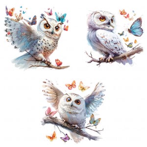 13 Owl and Butterfly Clipart Watercolor Nursery Owl Butterfly Clipart ...