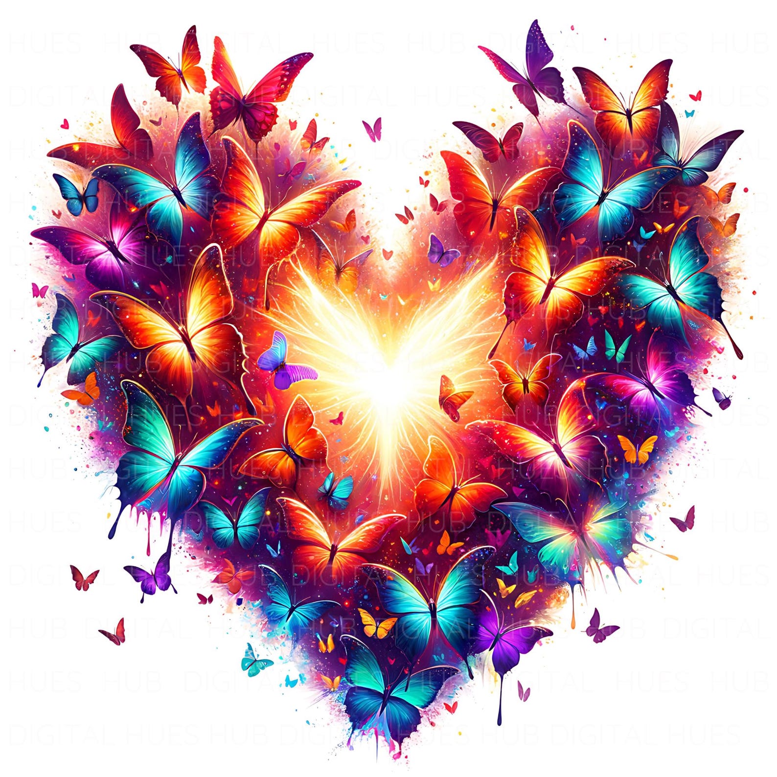 14 Butterfly and Heart Clipart Watercolor Valentine Craft Kit Love ...