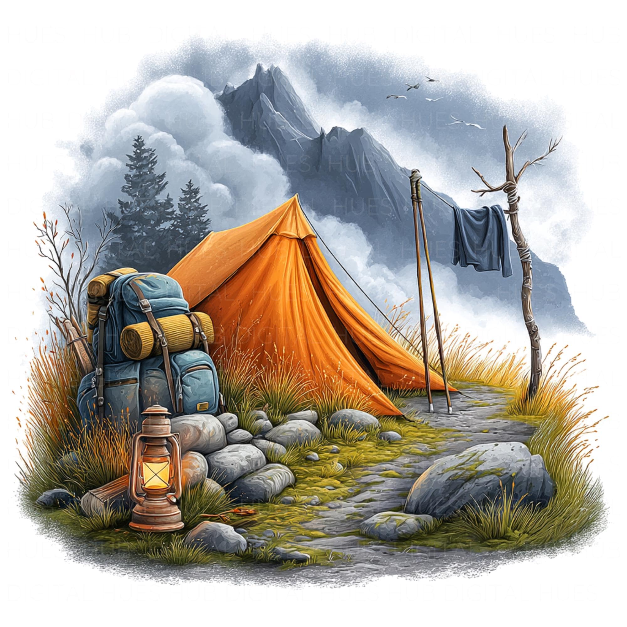 10 Camping Tent Clipart Watercolor Outdoor Nature Adventure Traveling ...