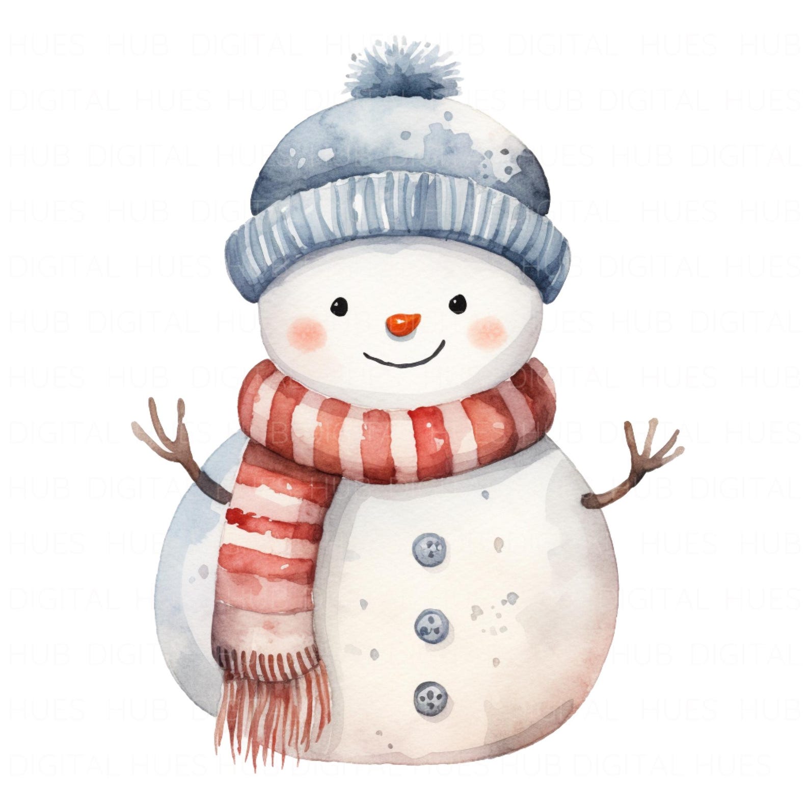 10 Watercolor Snowman Christmas Clipart Watercolor Festive Holiday ...