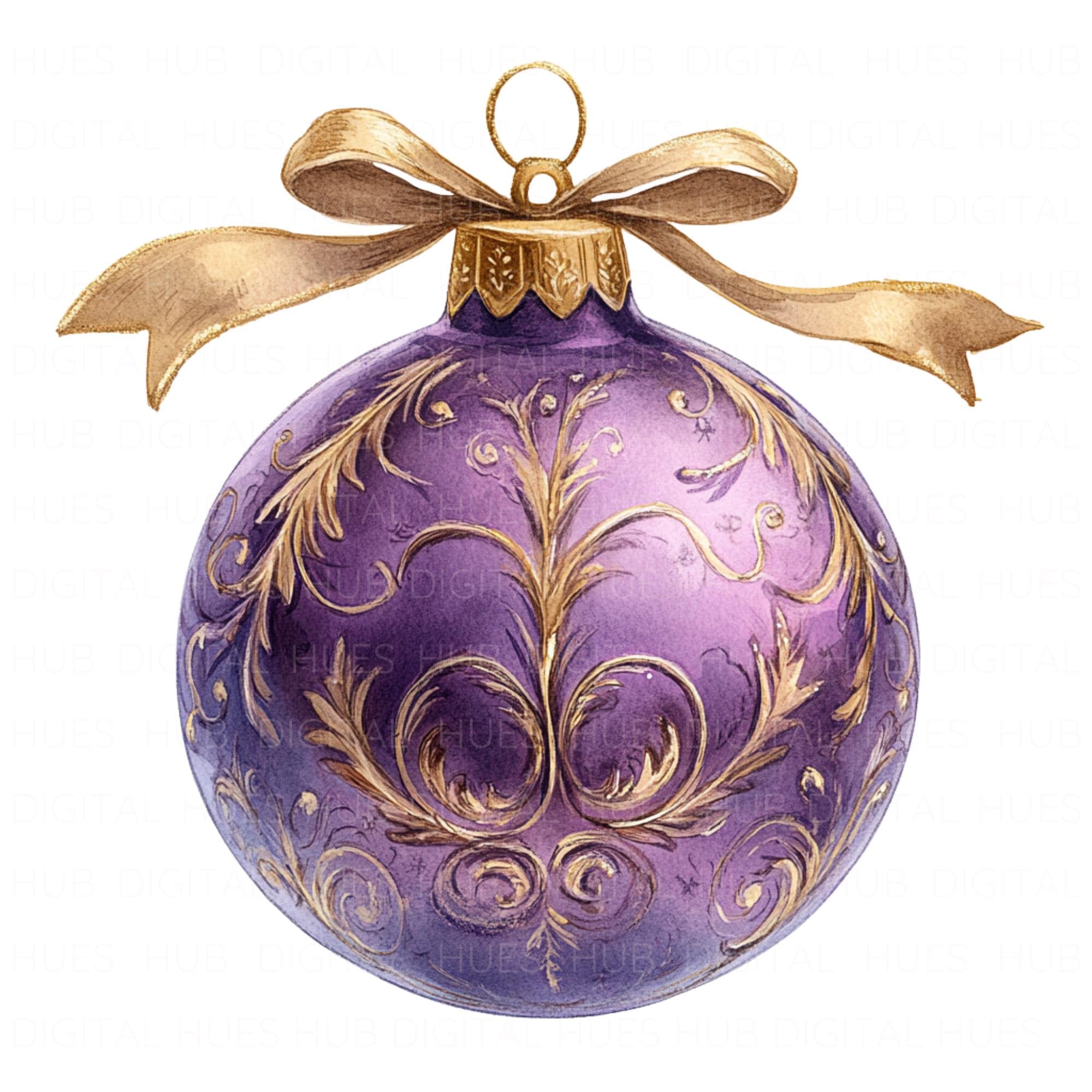 13 Purple Christmas Bauble Clipart Watercolor Festive Vintage Bauble ...