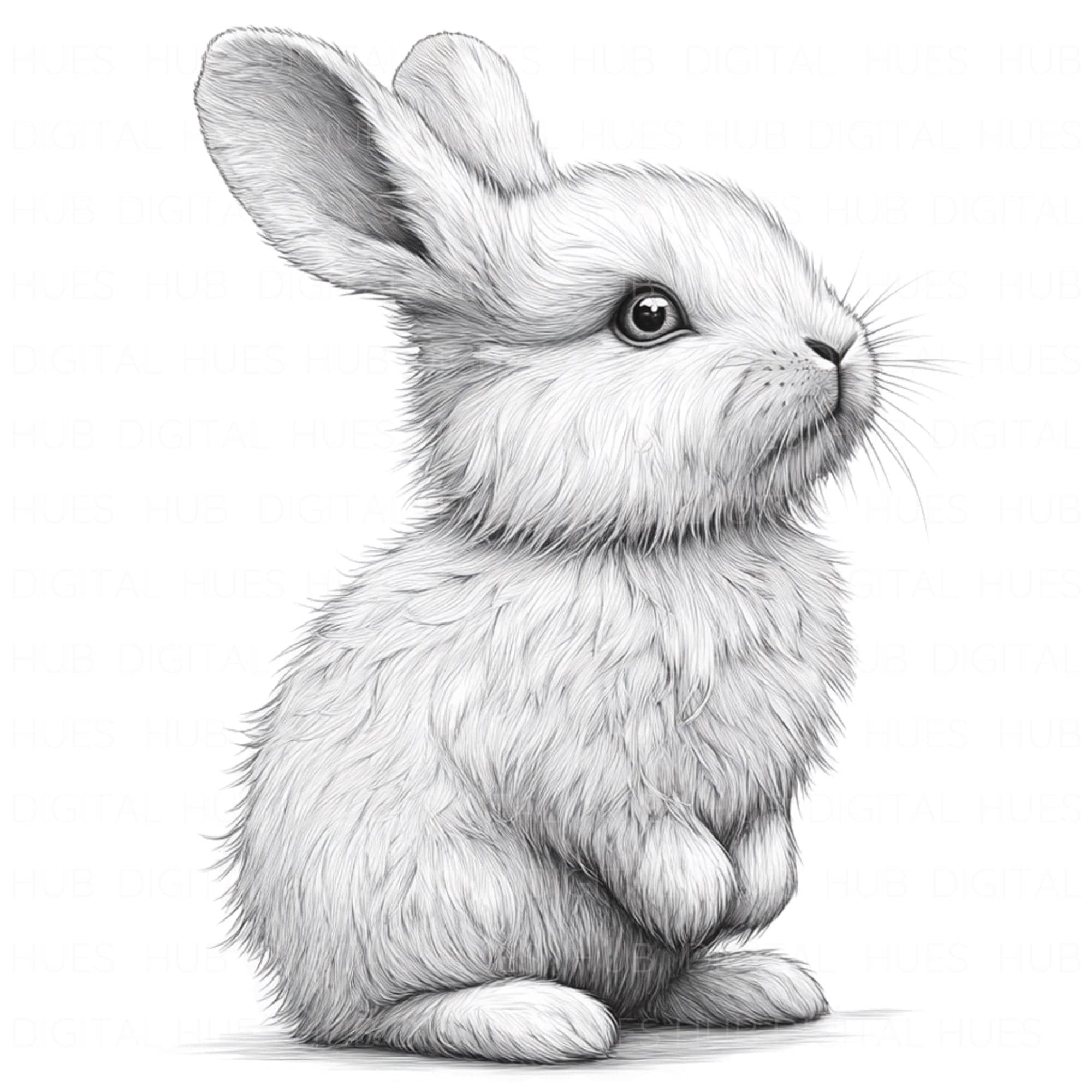 11 Black White Rabbit Sketch Clipart Easter Bunny Rabbit Sketch ...