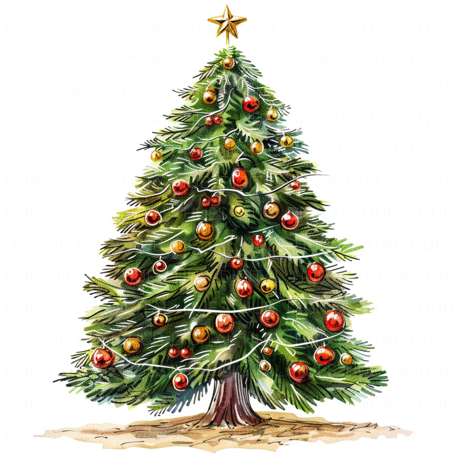 17 Christmas Tree Clipart Watercolor Festive Tree Winter Holiday ...