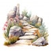 17 Stone Path Clipart Bundle Watercolor Stone Stairs With Plants ...