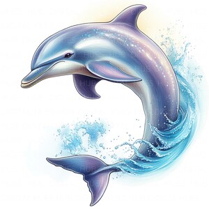 10 Dolphin Playing in Ocean Clipart Watercolor Dolphin Kids Nursery ...
