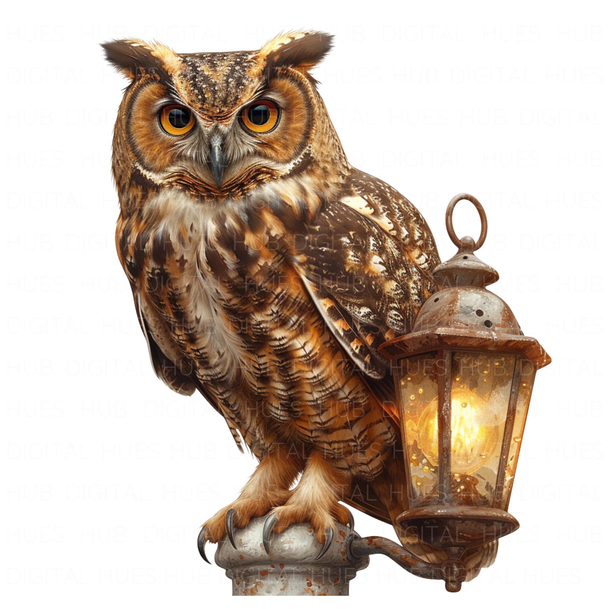 18 Owl on Lamp Post Clipart Watercolor Nursery Owl Digital Download ...
