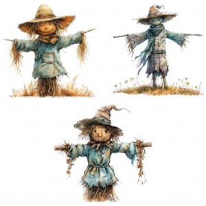 13 Scarecrow Clipart Watercolor Halloween Autumn Art Digital Download ...