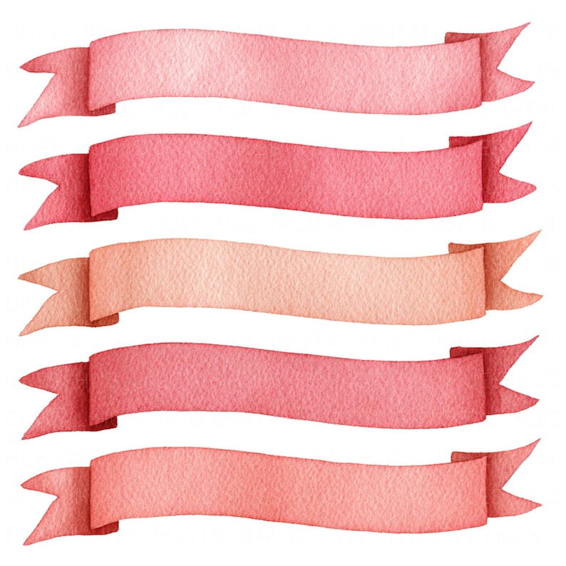 11 Watercolor Pink Ribbon Banner Clipart Baby Shower Ribbon Banner ...