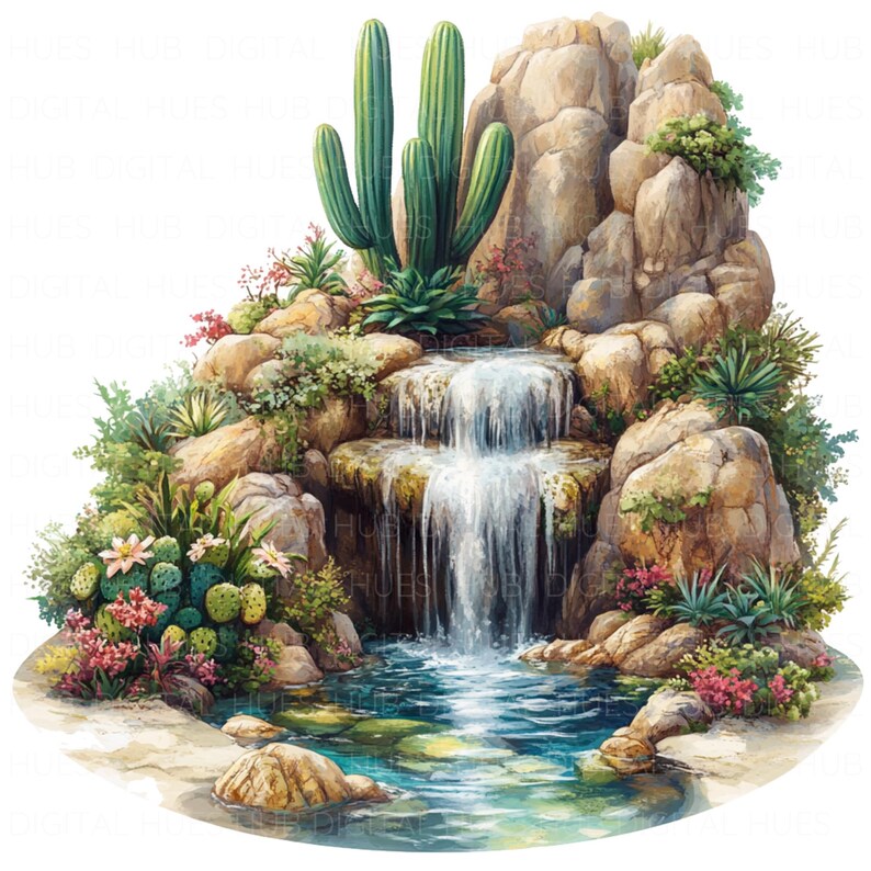 12 Cactus Garden Clipart Watercolor Cactus Plant Succulent Garden ...