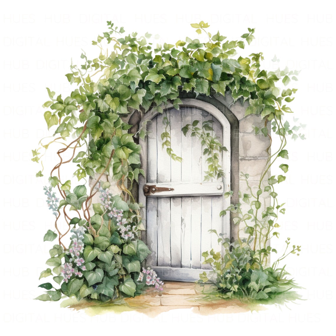 12 Garden Door Clipart Bundle Watercolor Rustic Wooden Door Clipart ...