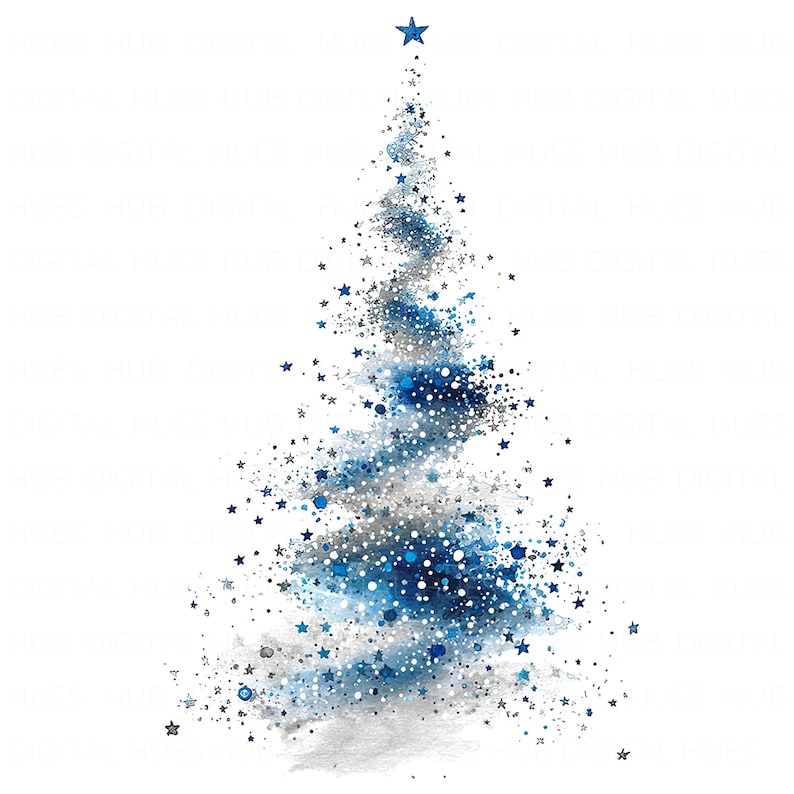 11 Sparkling Christmas Tree Clipart: Watercolor Elegant Holiday Tree ...