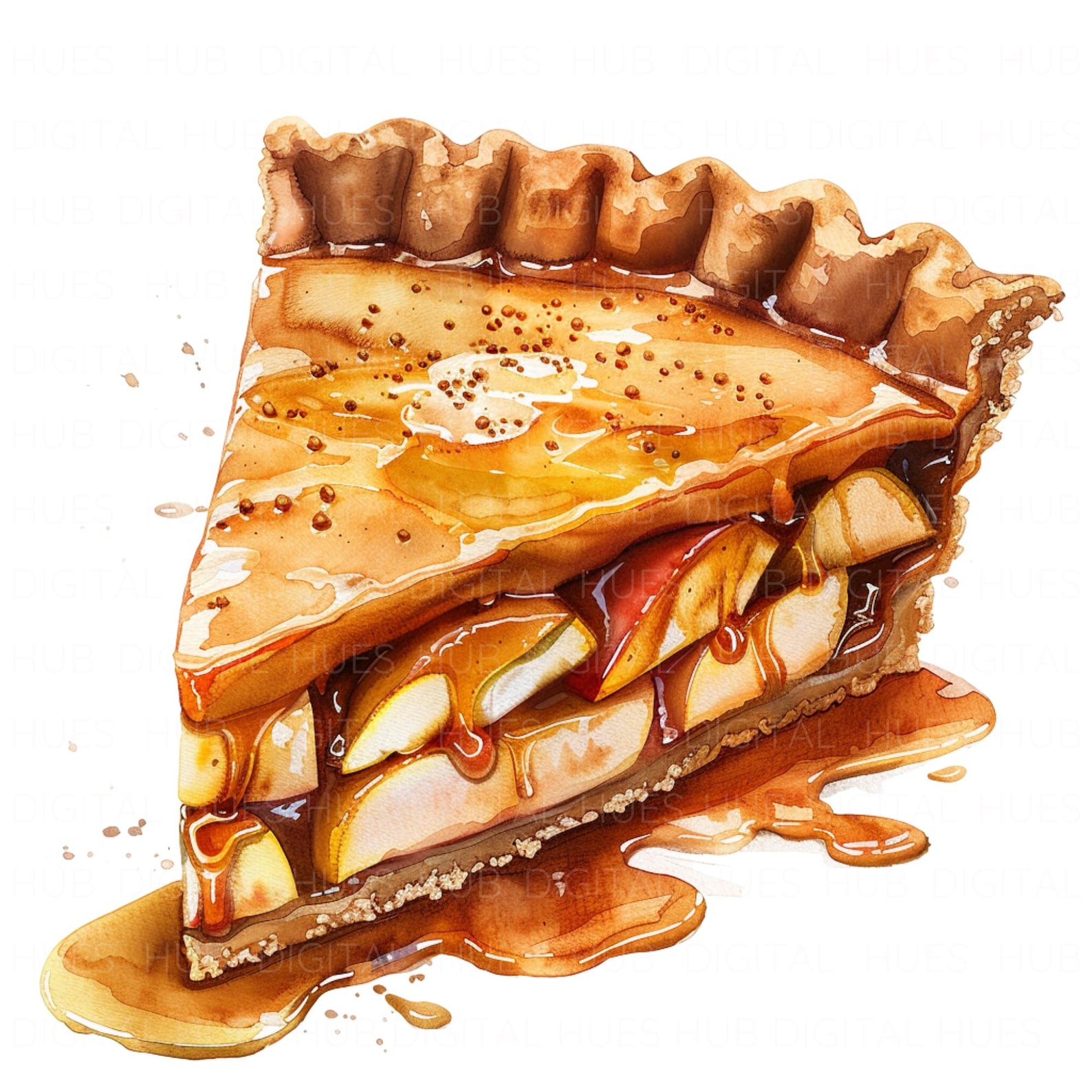 12 Apple Pie Slice Clipart Watercolor Farmhouse Baking Food Menu ...