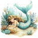 11 Little Mermaid Sleeping Underwater Watercolor Fairytale Art ...