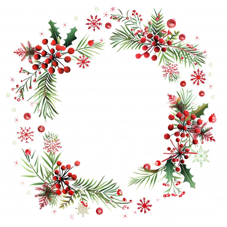 12 Christmas Wreath Set2 Clipart Bundle Watercolor Winter Wreath ...