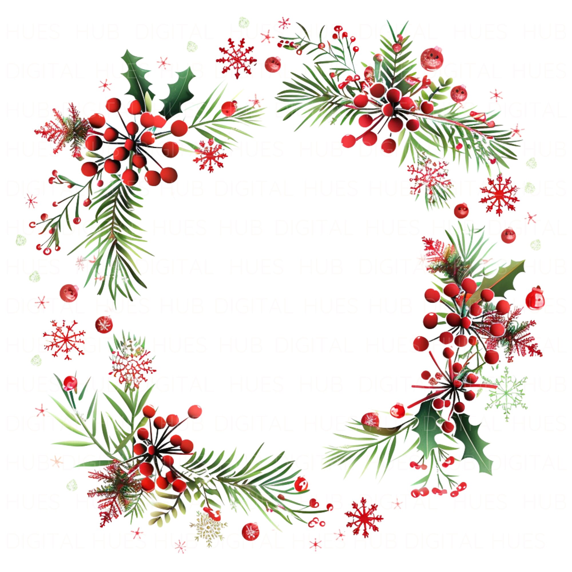 12 Christmas Wreath Set2 Clipart Bundle Watercolor Winter Wreath ...