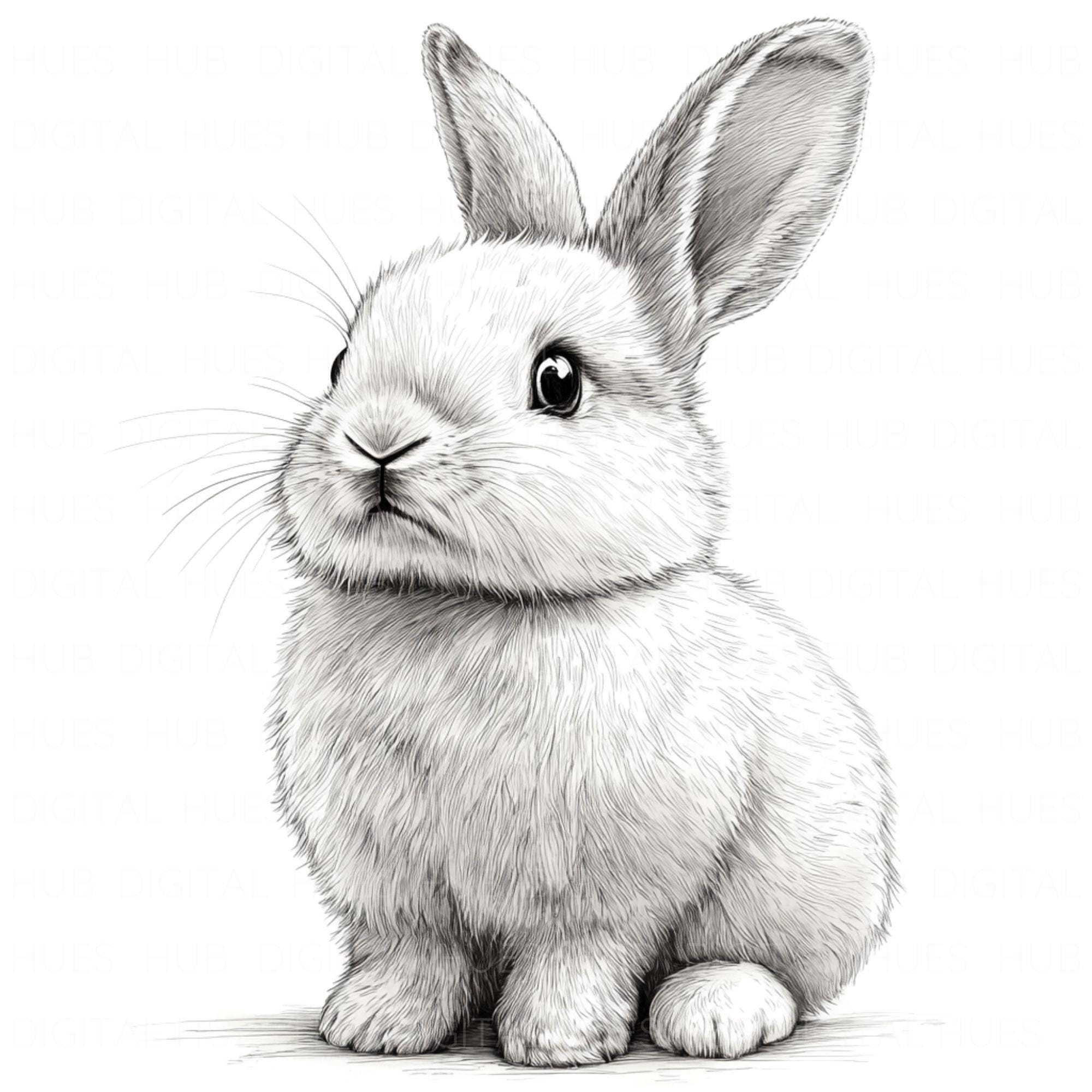 11 Black White Rabbit Sketch Clipart Easter Bunny Rabbit Sketch ...