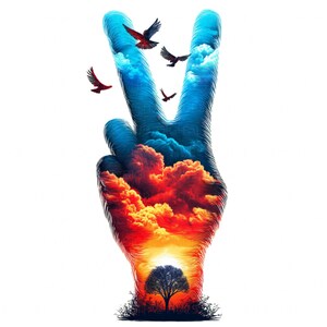 11 Victory Hand Clipart Watercolor Red White Blue Hand Peace Sign ...