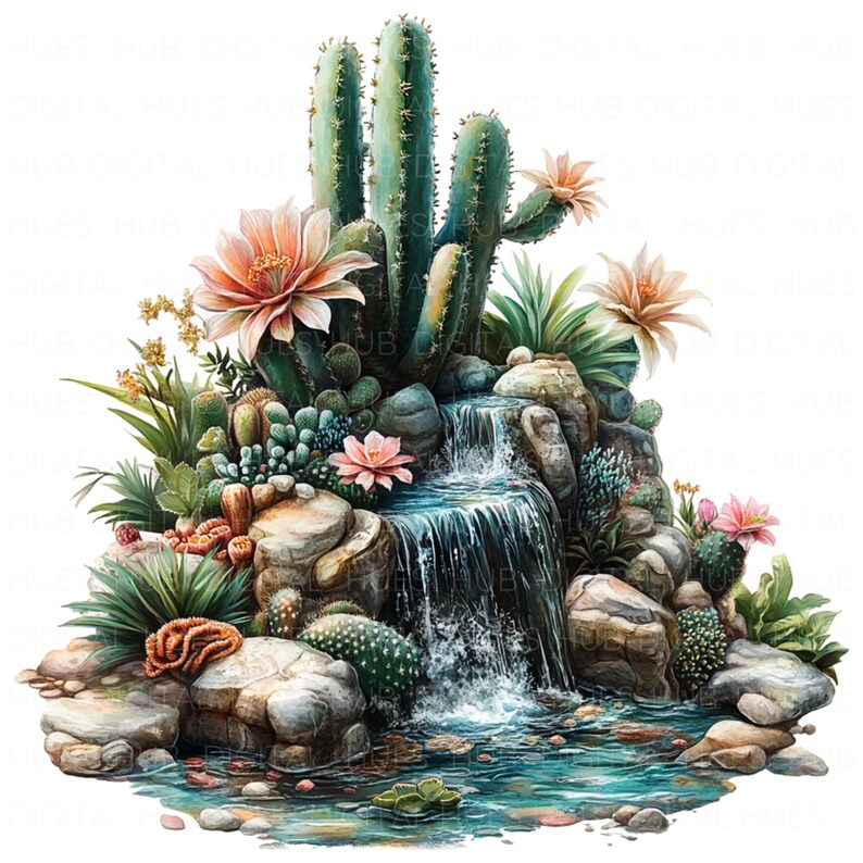 12 Cactus Garden Clipart Watercolor Cactus Plant Succulent Garden ...