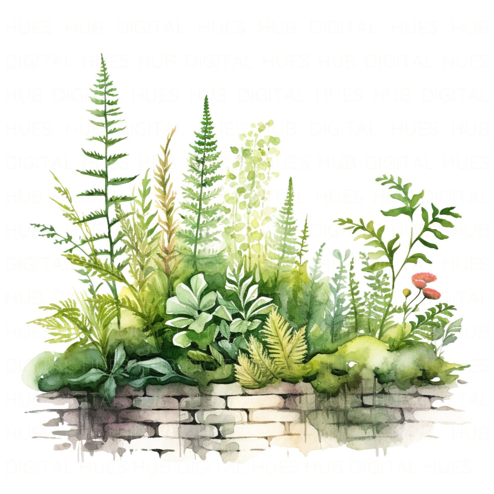 12 Wild Grass and Bricks Clipart Bundle Watercolor Botanical Clipart ...