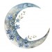 12 Floral Blue Moon Clipart Watercolor Forget Me Not Nursery Bedroom ...