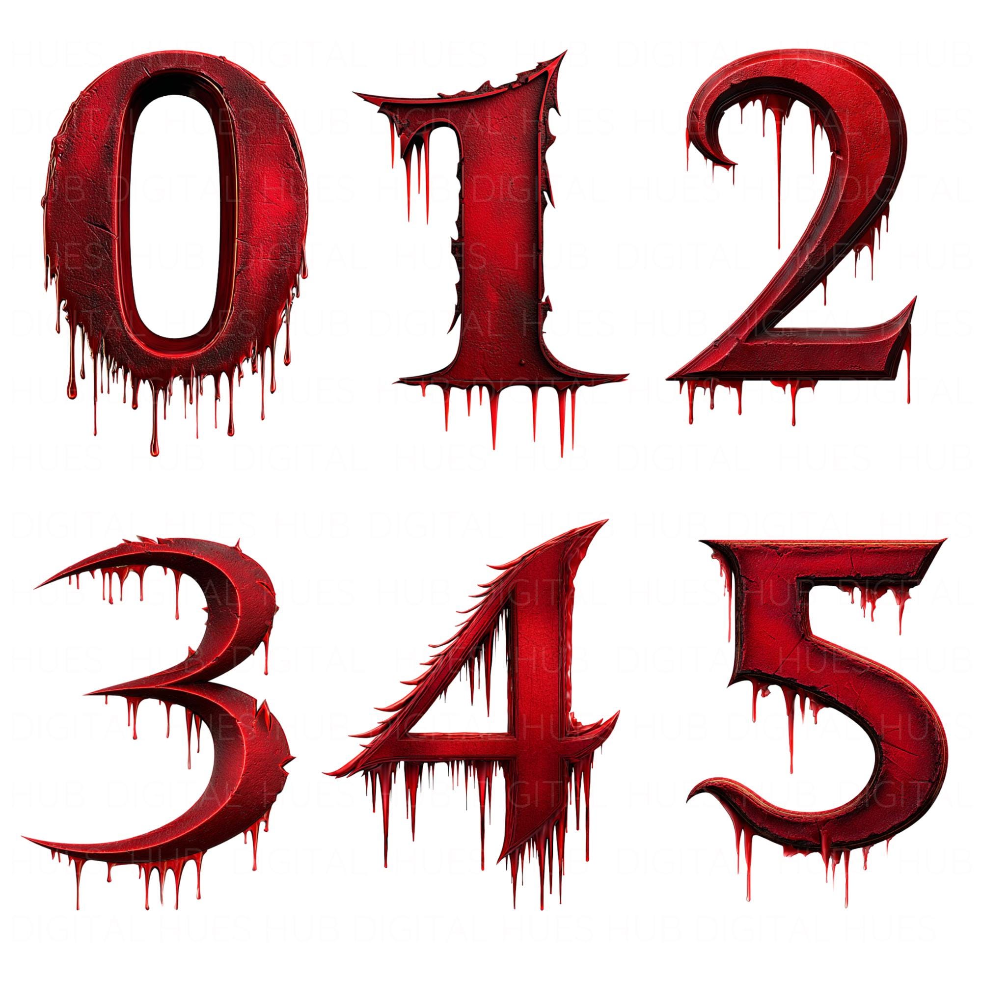 36 Bloody Dripping Alphabet Numbers Clipart: Watercolor Horror Font PNG ...
