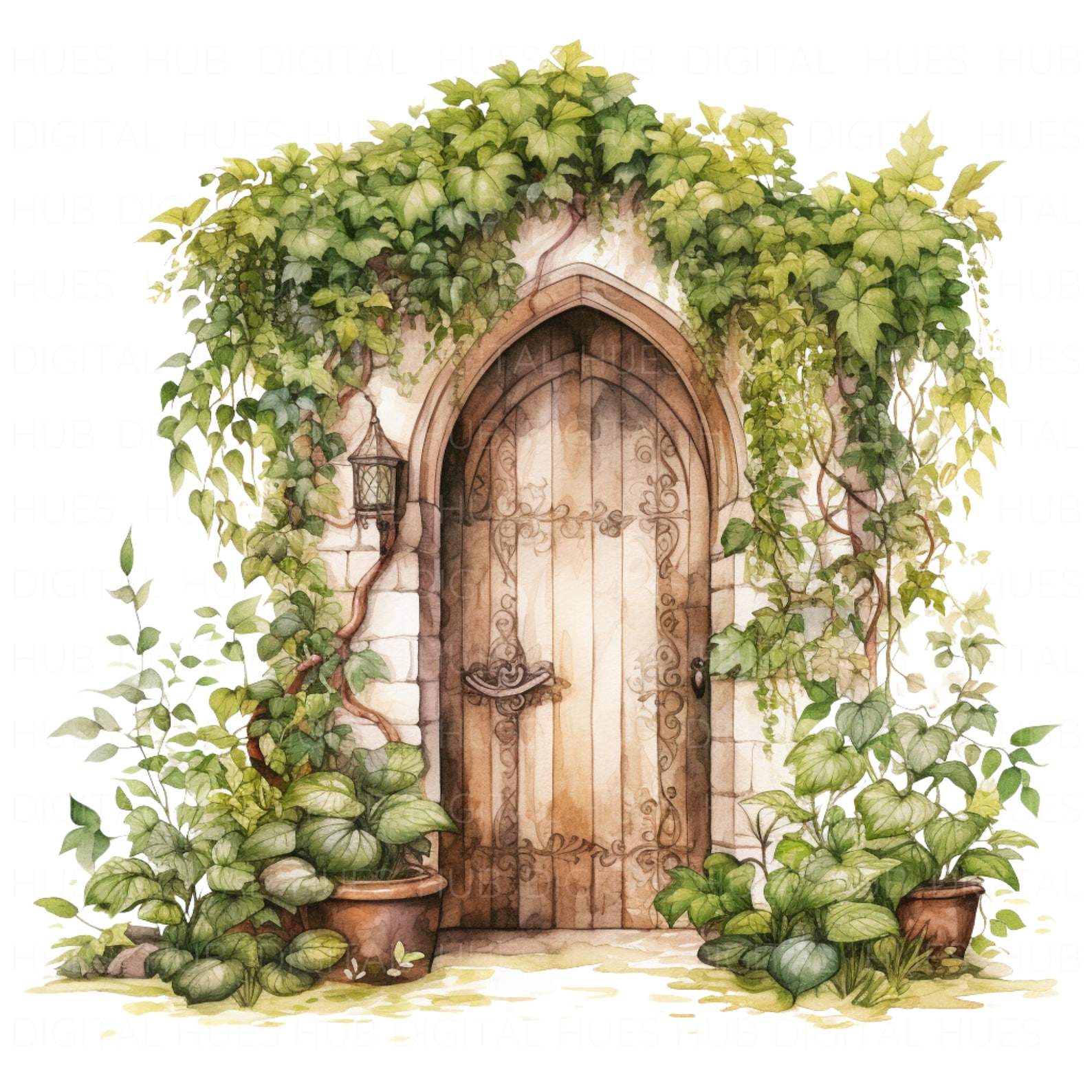 12 Garden Door Clipart Bundle Watercolor Rustic Wooden Door Clipart ...