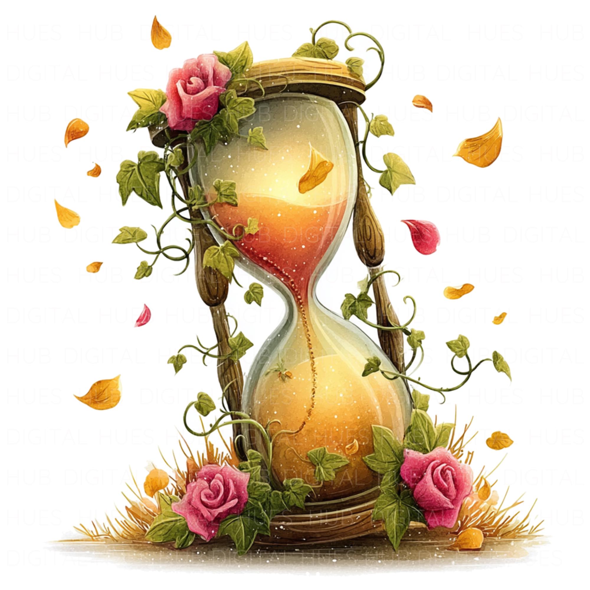 15 Autumn Hourglass Clipart Watercolor Sand Clock Art Sandglass Timer ...