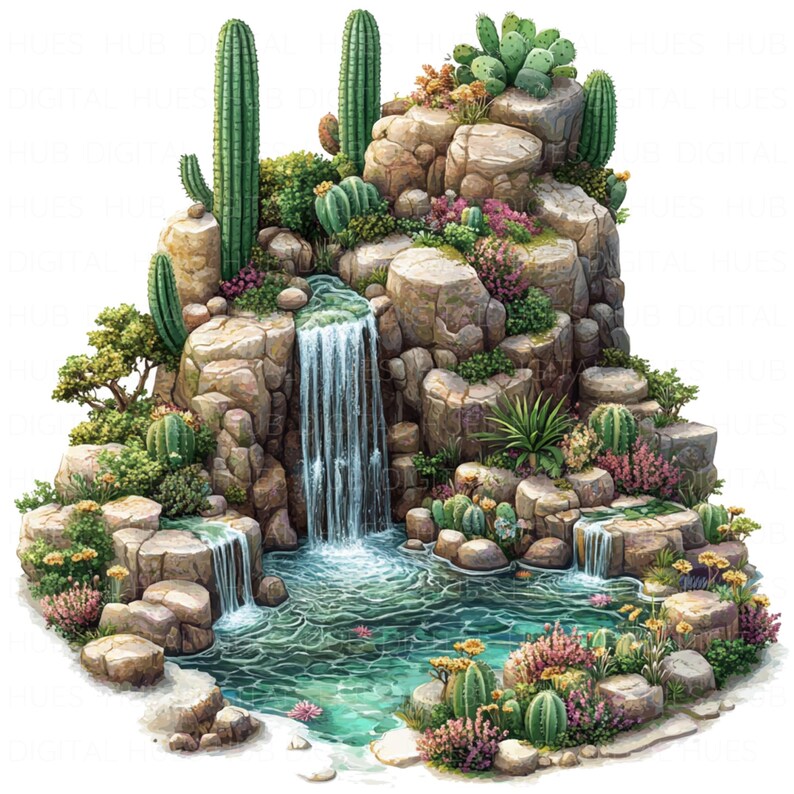 12 Cactus Garden Clipart Watercolor Cactus Plant Succulent Garden ...