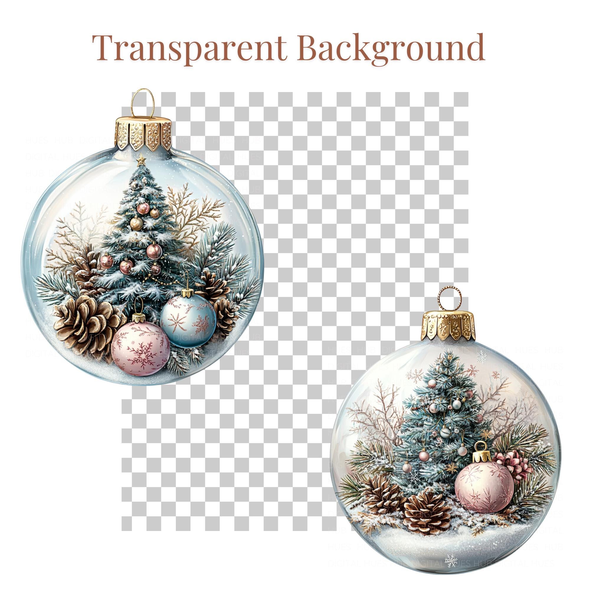 13 Chic Christmas Bauble Clipart Watercolor Festive Glass Bauble ...